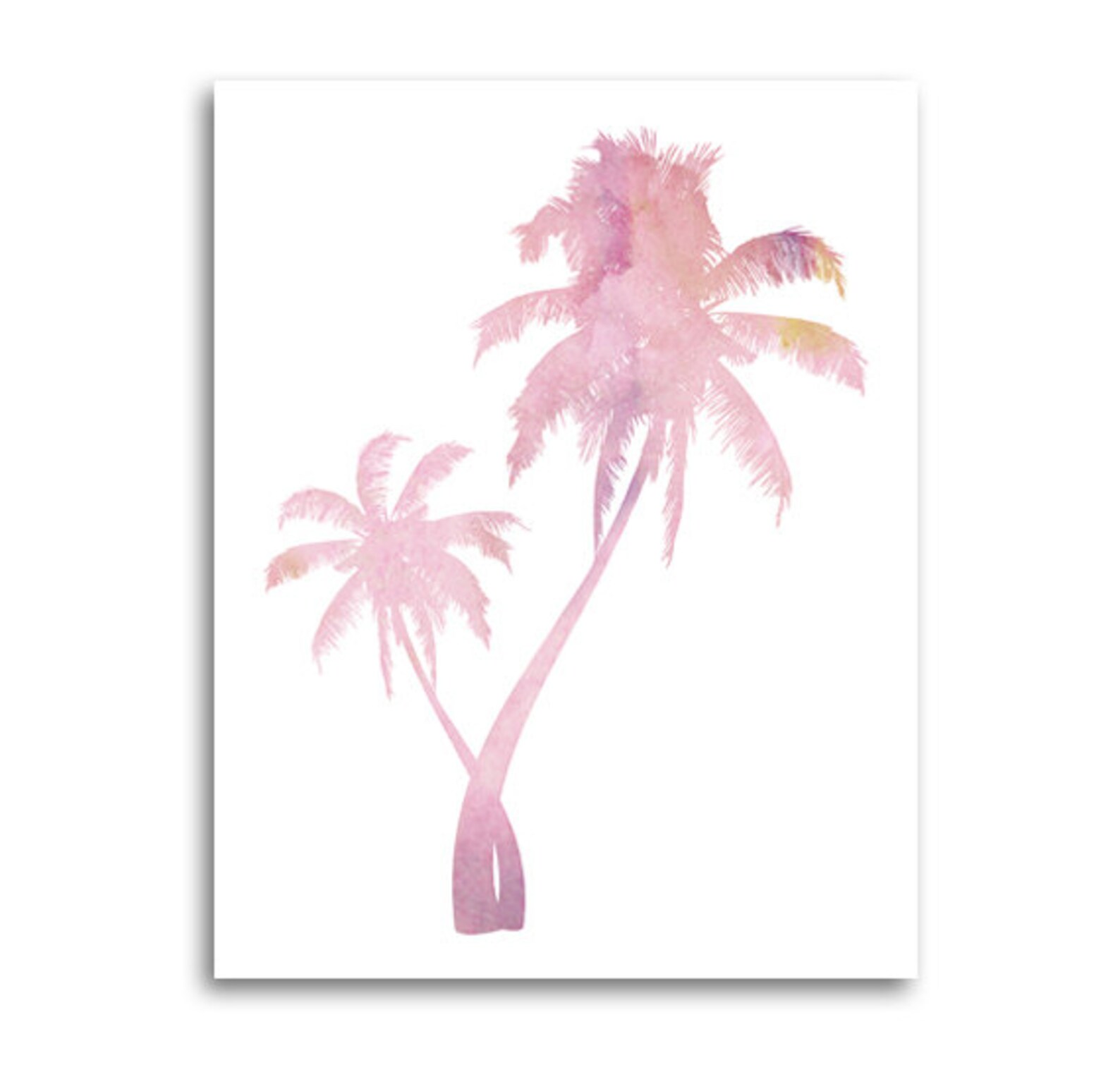 Pink Palm Trees Art Print,girly Pink Watercolor Palm Trees Art Print ...