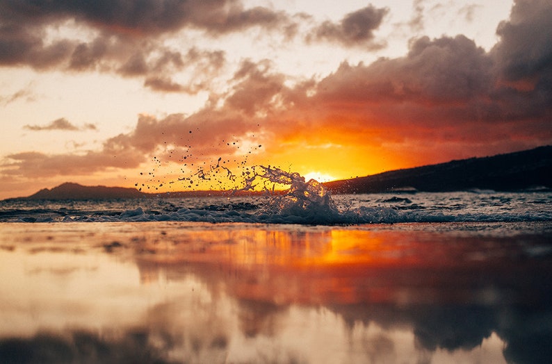 Golden Sunset Metal Print, Fire Sunset Metal Print,hawaii Sunset ...