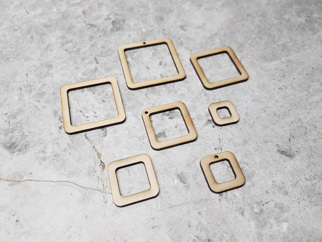 Wooden Squares Laser Cut Wooden Hollow Square Craft Square Rounded ...