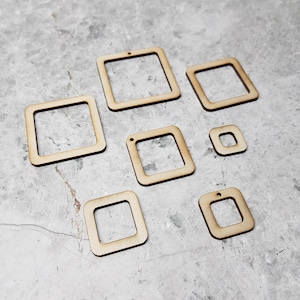 Wooden Squares Laser Cut Wooden Hollow Square Craft Square Rounded ...
