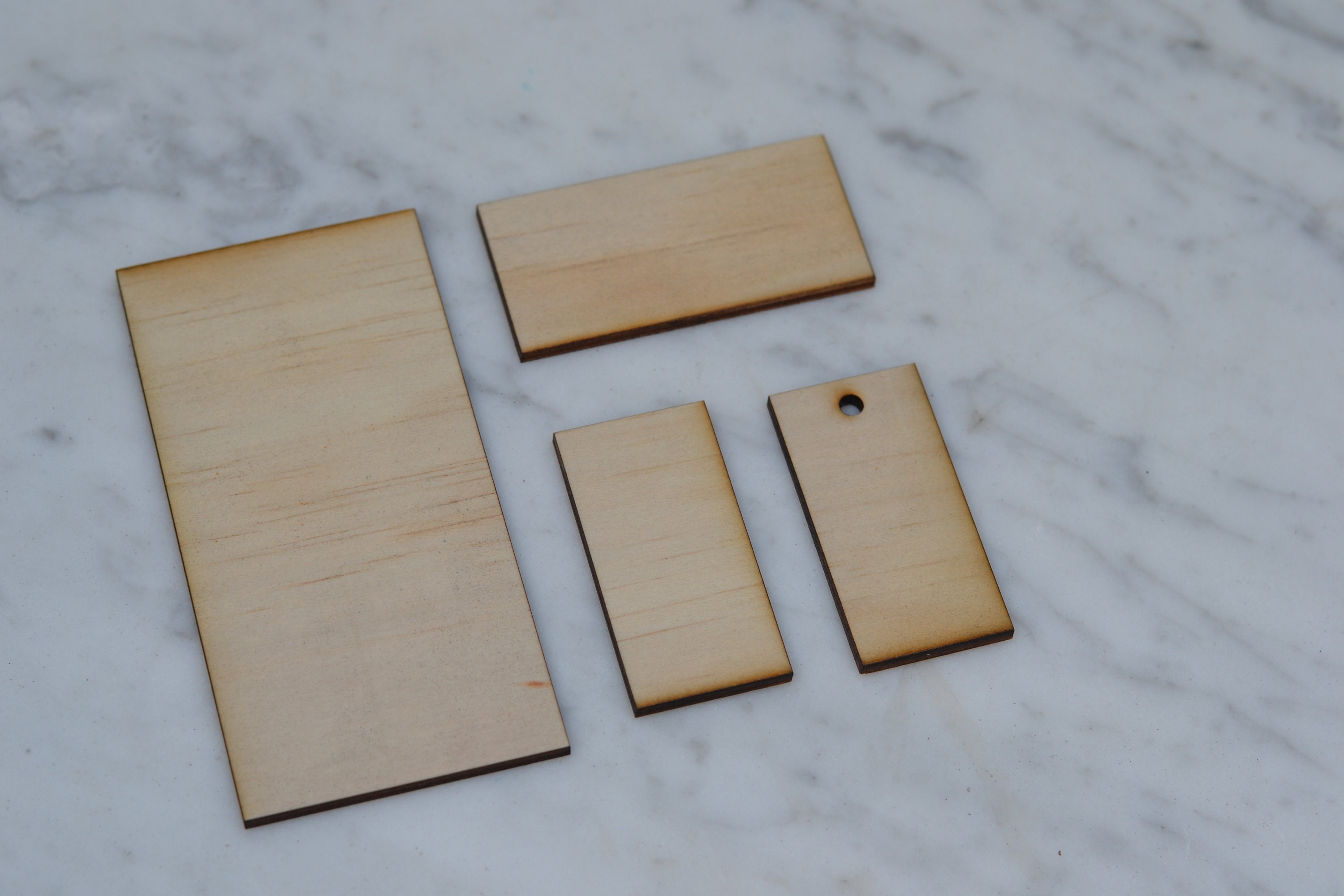 Wooden Circle & Rectangle Half Shapes Laser Cut Wooden Square | Etsy