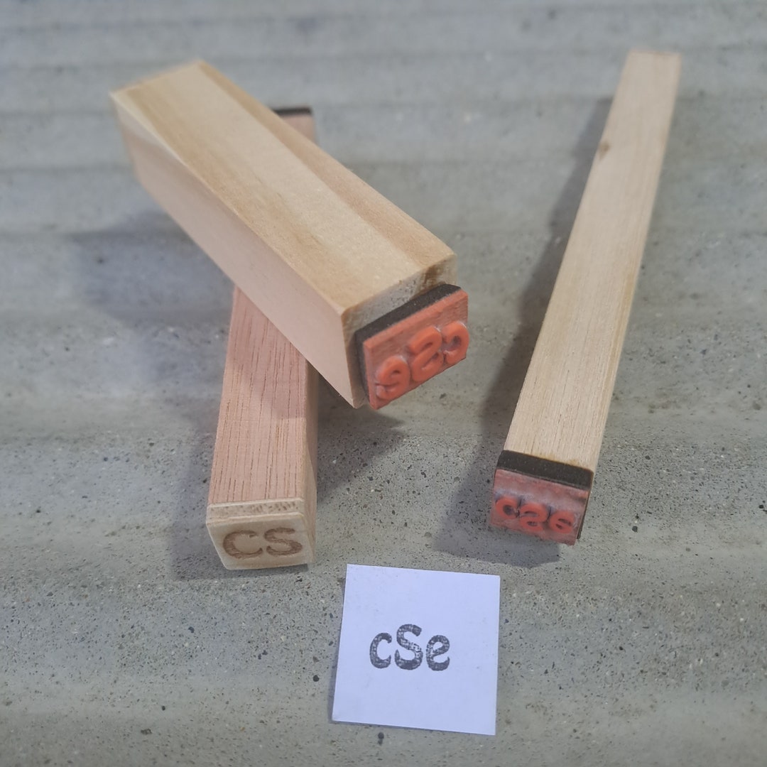 1x1cm Initials Rubber Stamp, Makers Mark, Rubber Stick Stamp, Mini ...