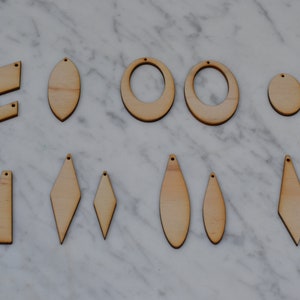Wood Earring Shapes 3mm (1/8") Thick Plywood Various Shaped Earrings ...