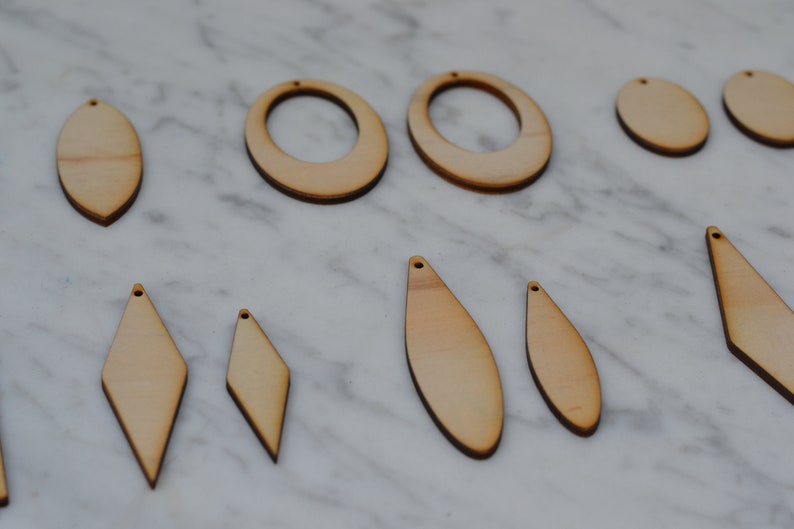 Wood Earring Shapes 3mm (1/8") Thick Plywood Various Shaped Earrings ...