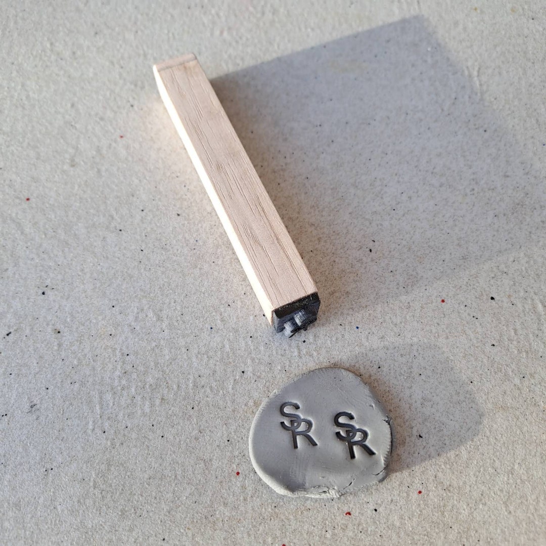 1x1cm Initials Stamp, Makers Mark, Clay Stick Stamp, Pottery Stamp ...