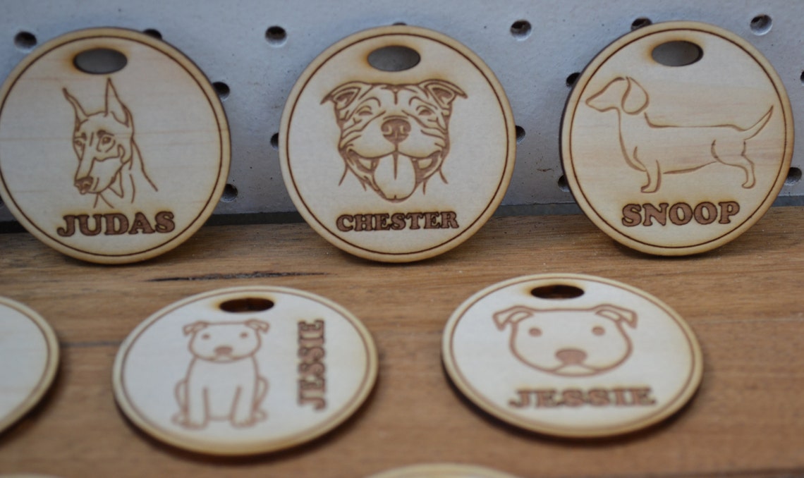 Wooden Pet Name Tags Bundle x2 | Etsy
