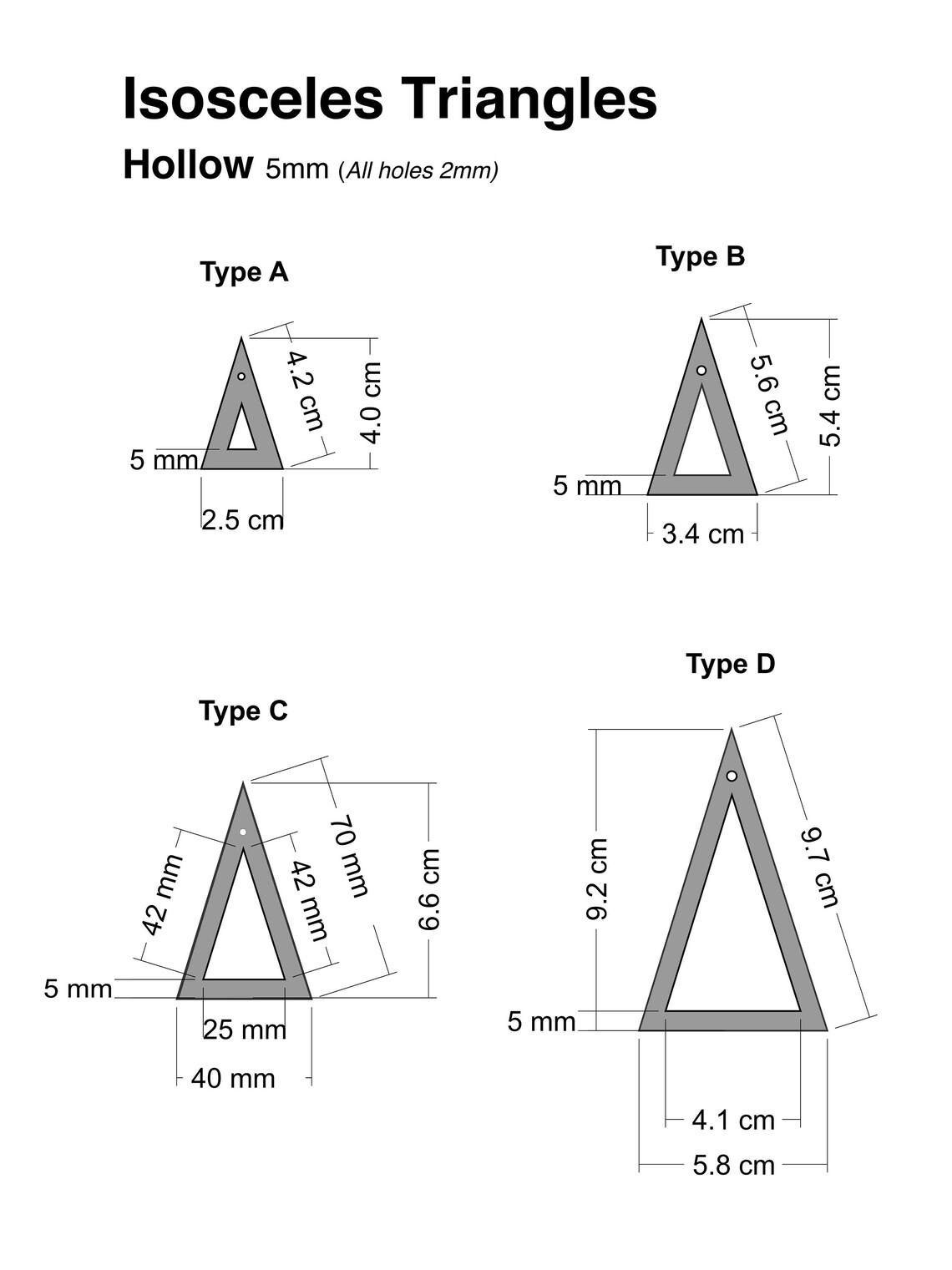 Wooden Isosceles Triangles Laser Cut Wooden Hollow Triangles Craft ...