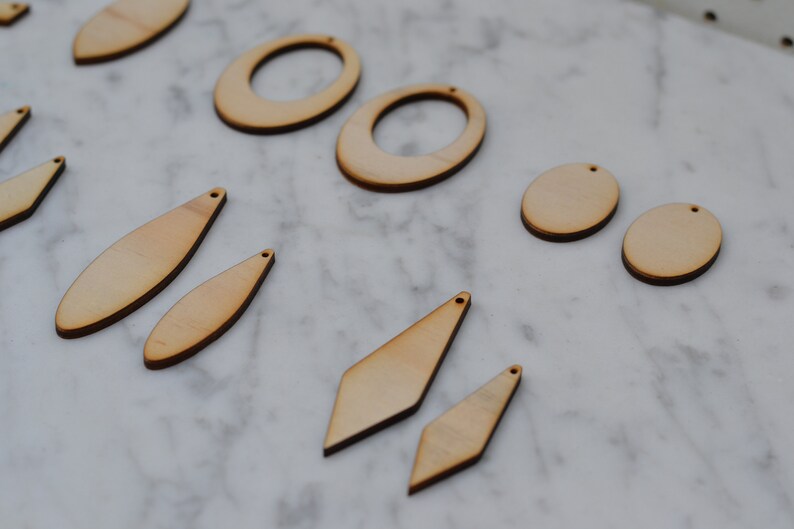 Wood Earring Shapes 3mm (1/8") Thick Plywood Various Shaped Earrings ...