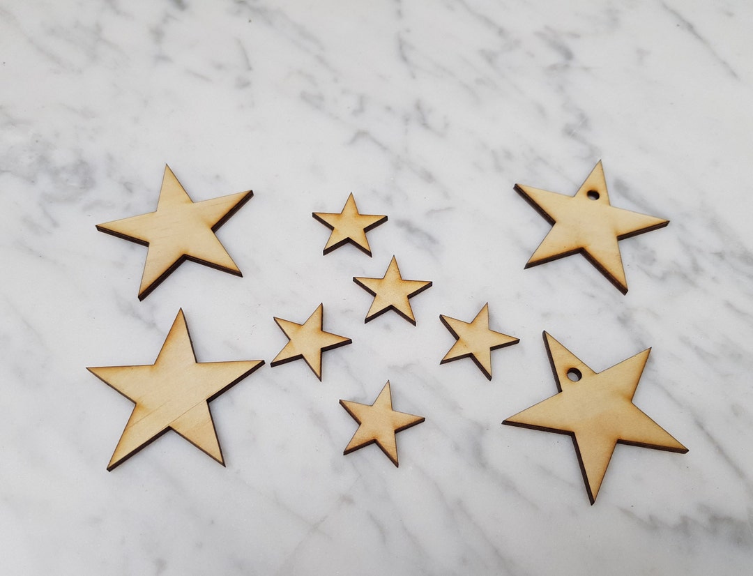 Wooden Star Laser Cut Wooden Stars Size 2.5cm to 20cm 3mm (1/8 ...
