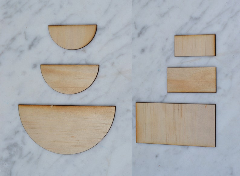 Wooden Circle & Rectangle Half Shapes Laser Cut Wooden Square | Etsy