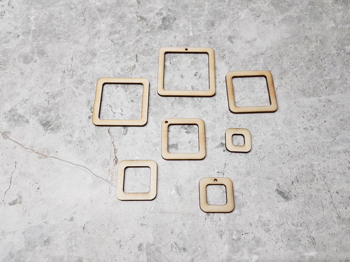 Wooden Squares Laser Cut Wooden Hollow Square Craft Square | Etsy