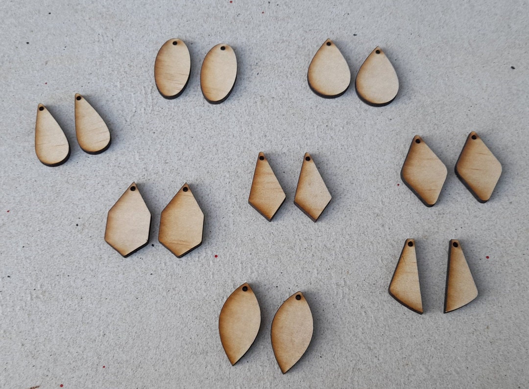 Mini Wood Earring Shapes 3mm (1/8") Thick Plywood Various Shaped ...