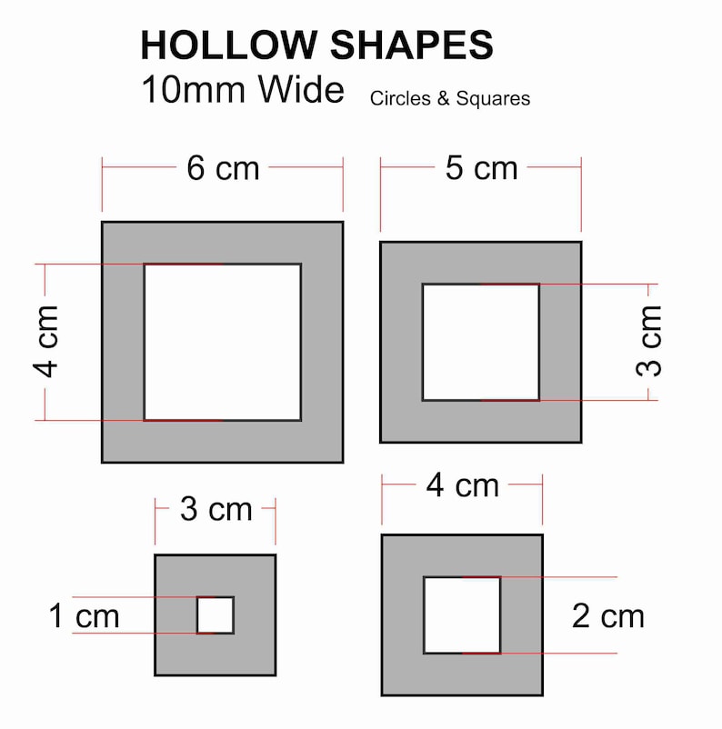 Wooden Square Laser Cut Wooden Hollow Squares Craft Square Shapes Size ...