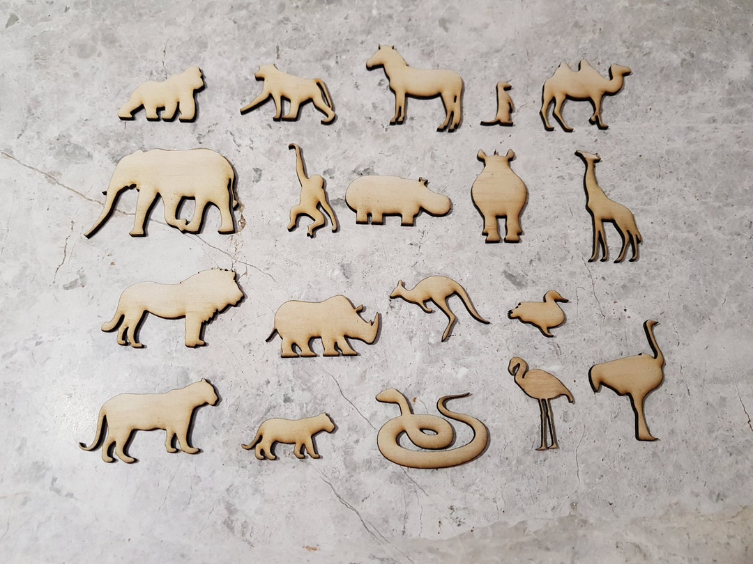 Zoo Animals, Wooden Animal Shapes, Laser Cut 3mm (1/8") Thick Plywood ...