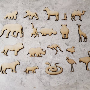 Zoo Animals, Wooden Animal Shapes, Laser Cut 3mm (1/8") Thick Plywood ...