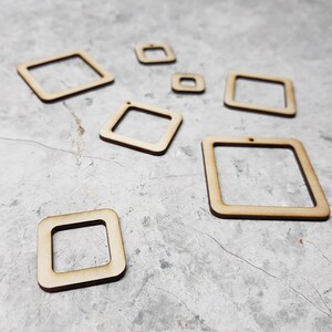 Wooden Squares Laser Cut Wooden Hollow Square Craft Square Rounded ...