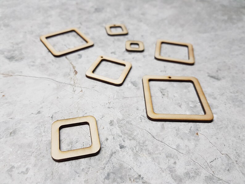 Wooden Squares Laser Cut Wooden Hollow Square Craft Square | Etsy