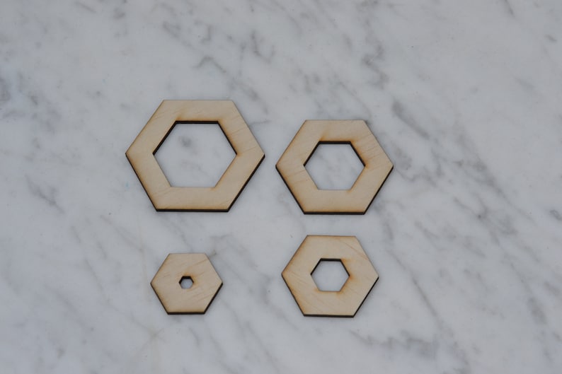 Wooden Hexagon Laser Cut Wooden Hollow Hexagons Craft Hexagon | Etsy