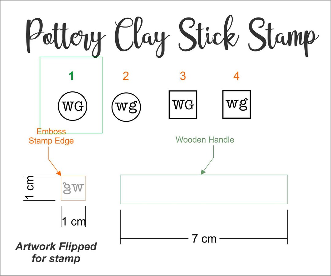 Custom Design 1x1cm Stick Stamp for Pottery - Etsy New Zealand