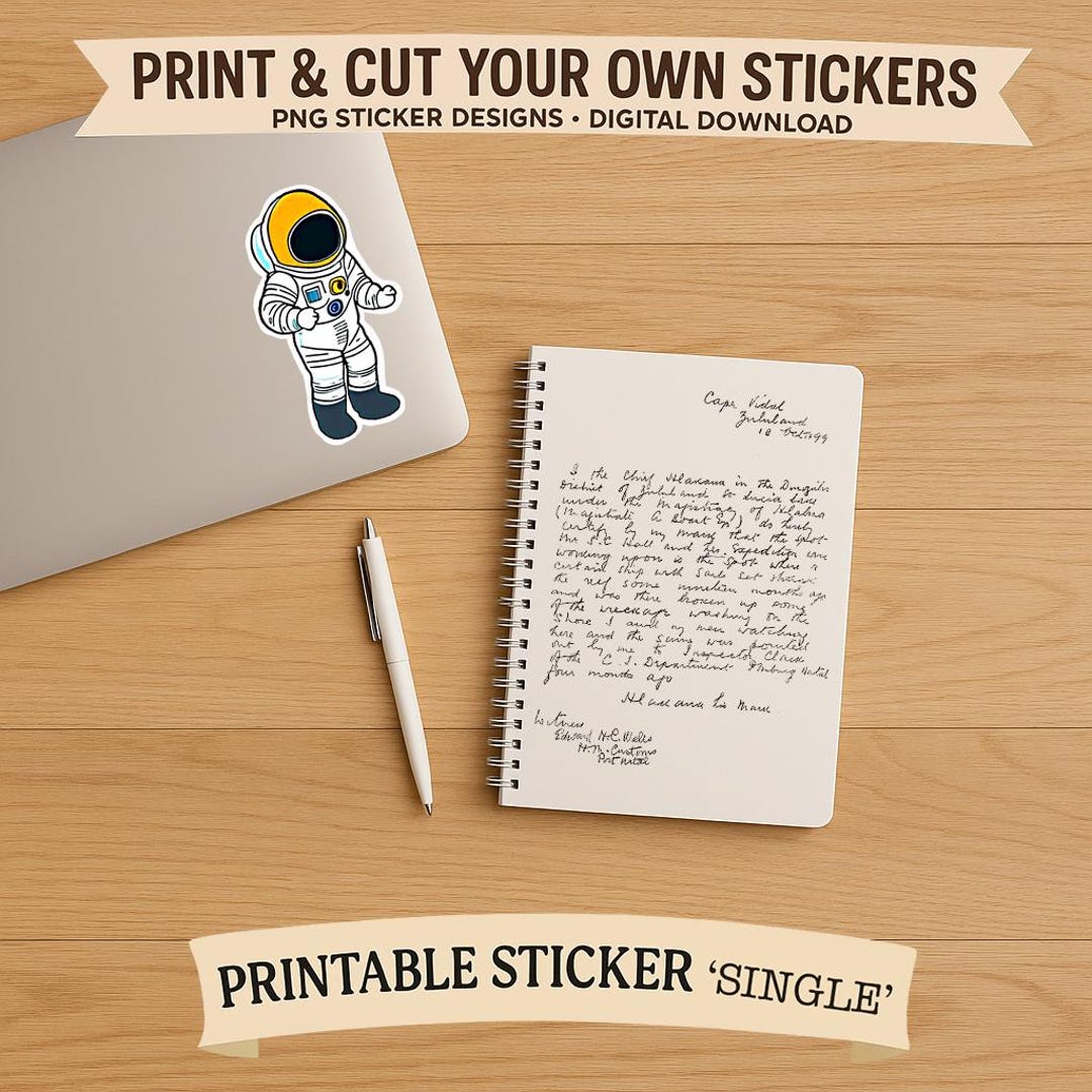 Astronaut Sticker PNG Sticker, Print and Cut Book Sticker, Digital ...