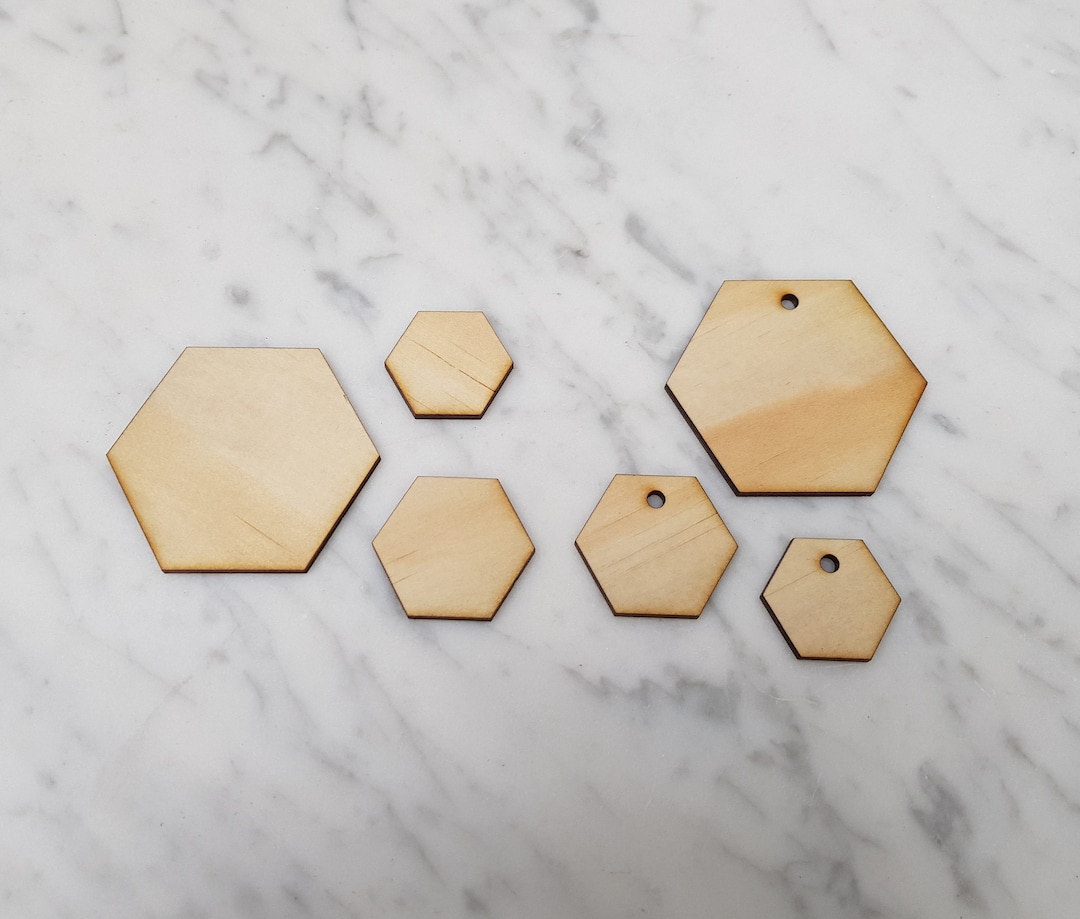 Wooden Hexagon Laser Cut Wooden Hexagons Size 2.5cm to 20cm 3mm (1/8 ...