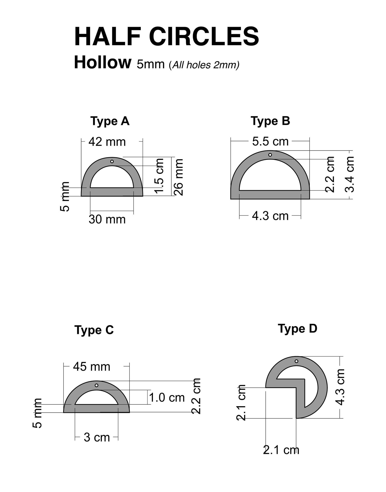 Wooden Half Circles Laser Cut Wooden Hollow Arc Craft Half | Etsy
