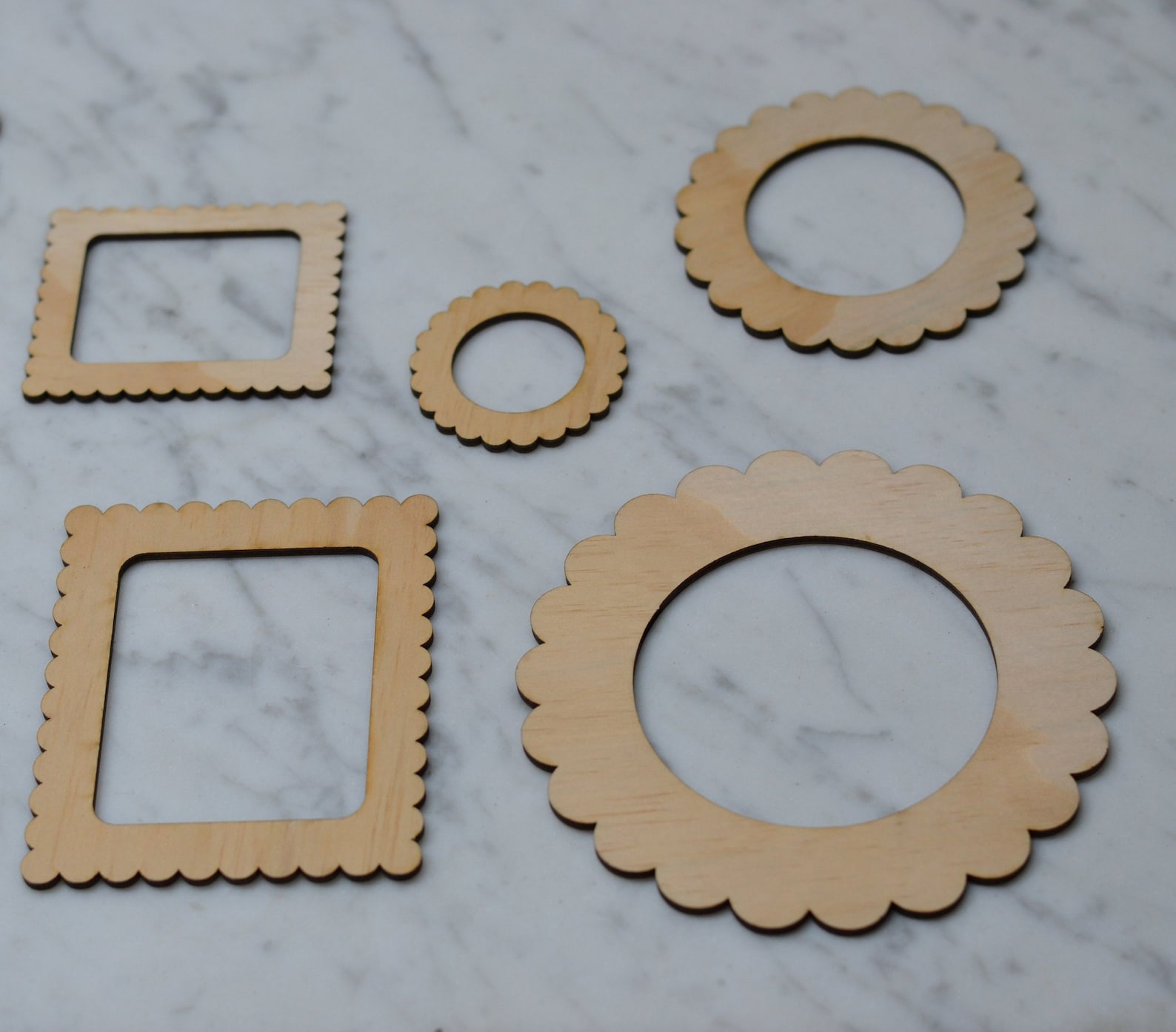 Mini Picture Frames Laser Cut Plywood With Floral Shaped Outer | Etsy