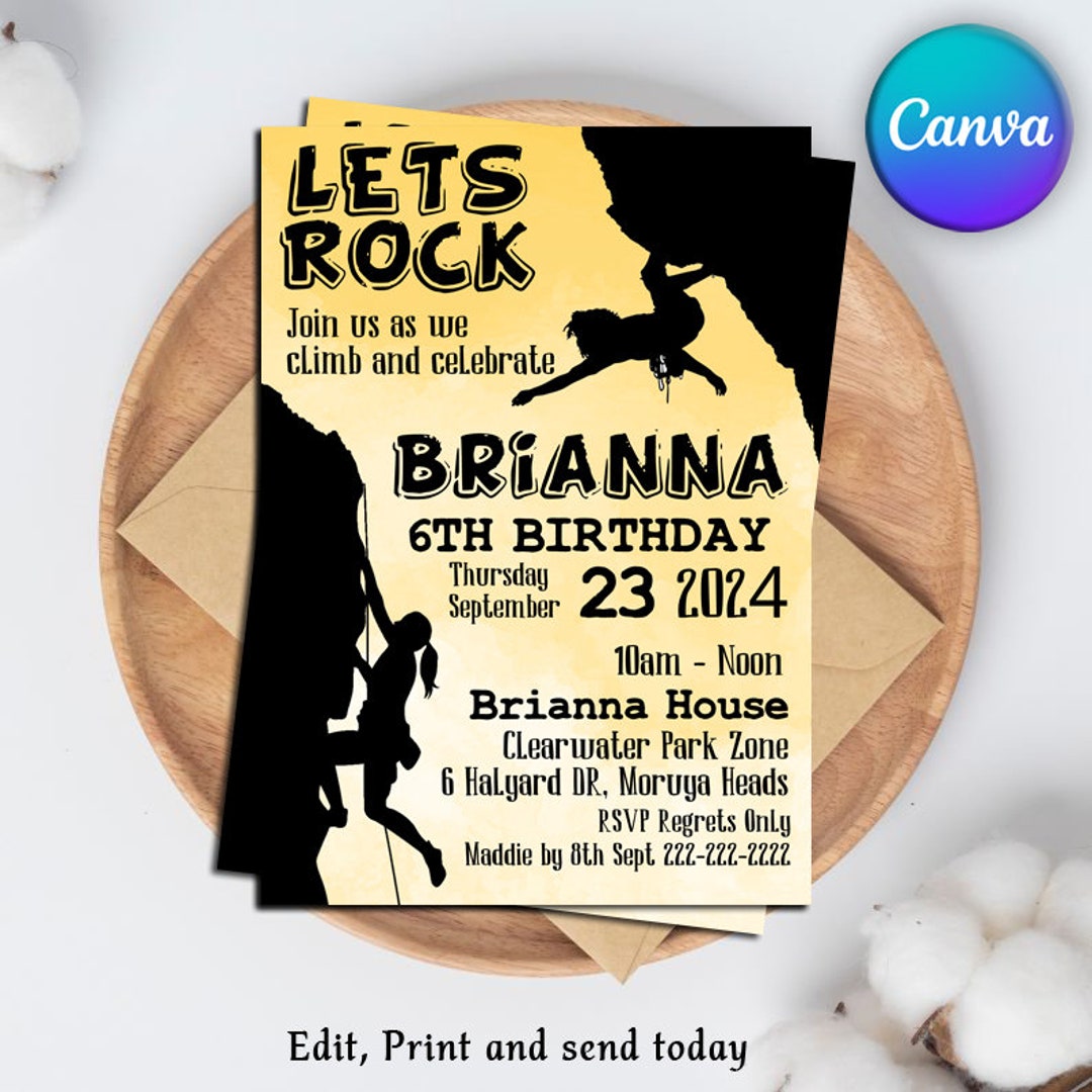 Editable Invitation, Lets Rock, Rock Climbing Party, Rock Climbing ...