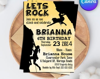 Rock Climbing Birthday Party Invitation - Etsy
