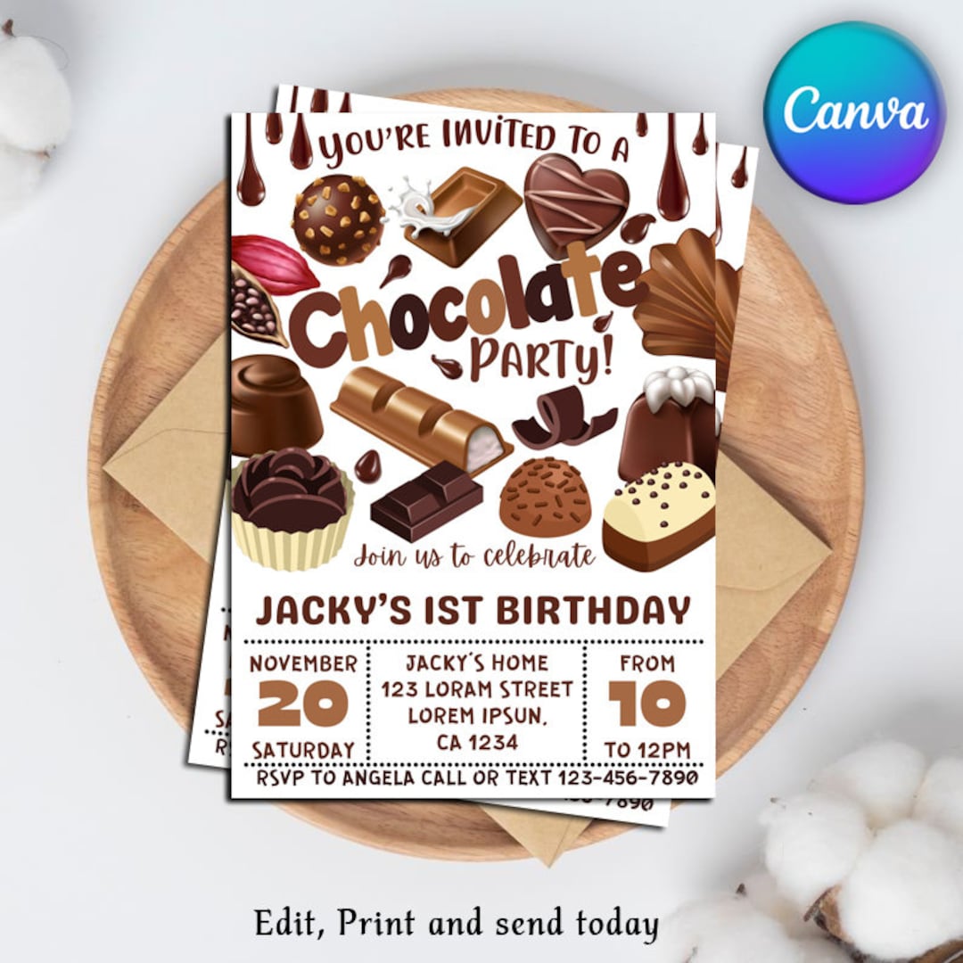 Editable Invitation, Chocolate Invitation, Chocolate Party, Chocolate ...