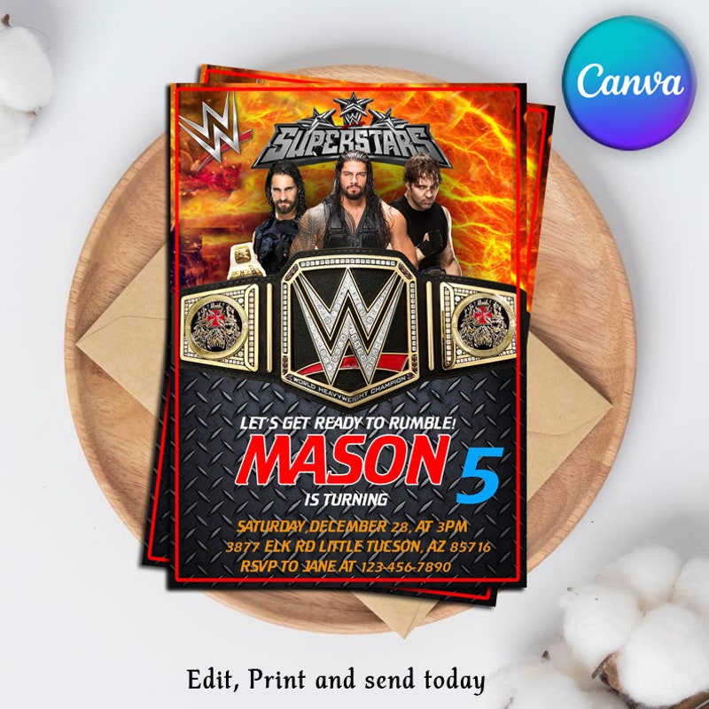 Wwe Invitation - Etsy