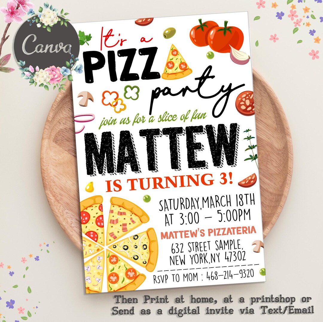 Pizza Invitation, Pizza Party Invitation, Little Chef Invitation ...
