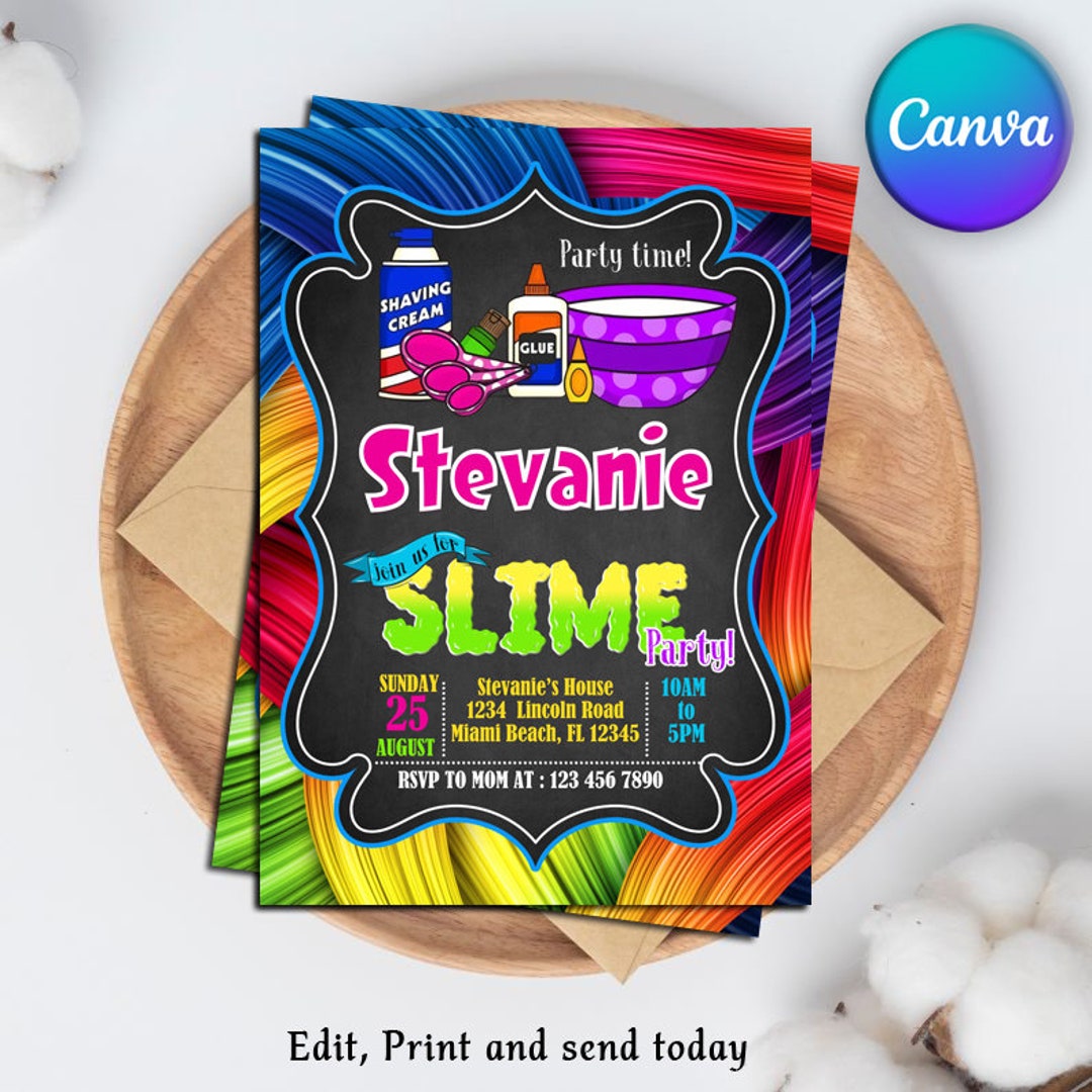 Slime Invitation, Slime Birthday Invitation, Slime Party Invitation ...
