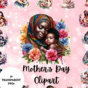 Watercolor Mother's Day Clipart Floral, Mother's Day Clip Art Bundle ...