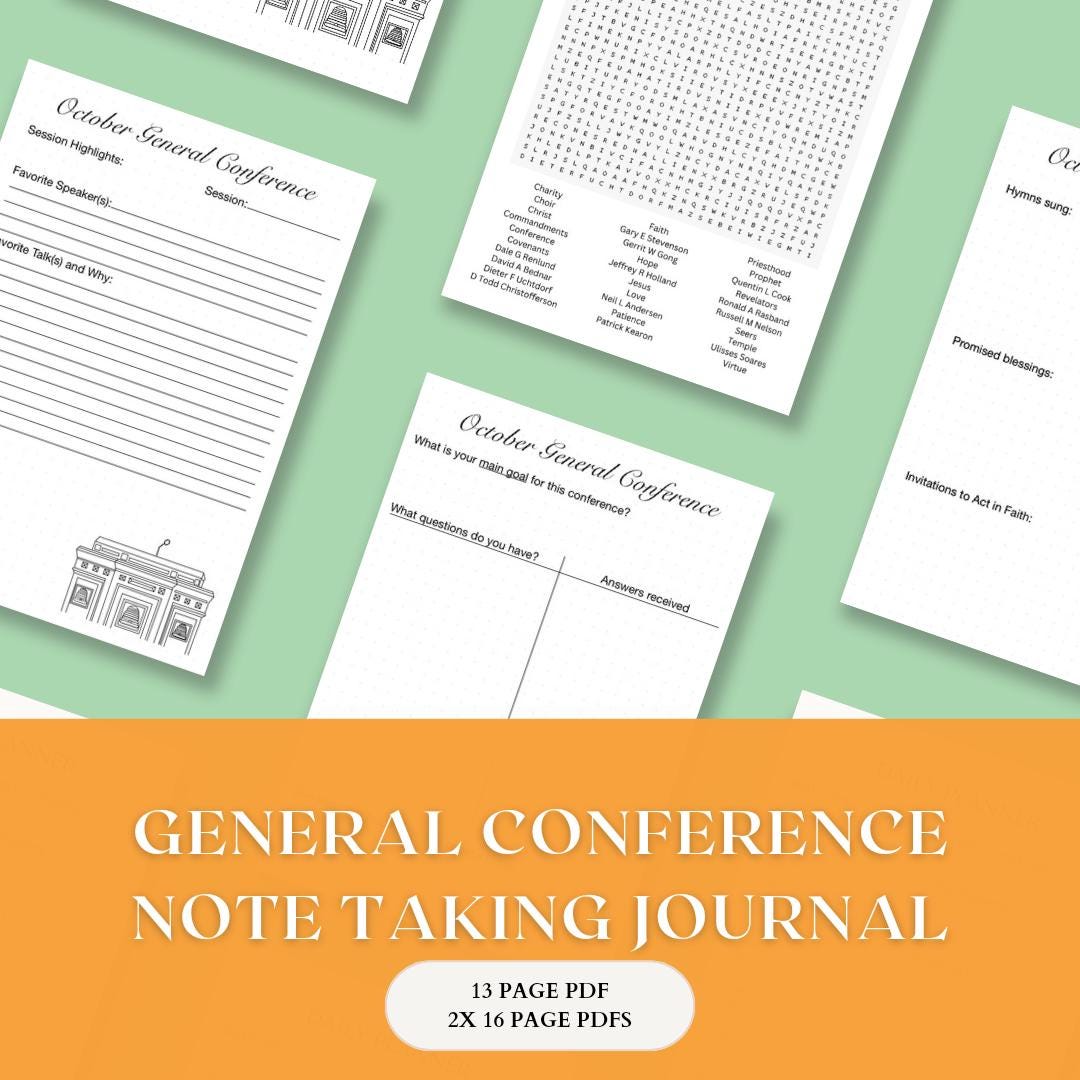 October General Conference Printable And/or Digital Journal Pages for ...