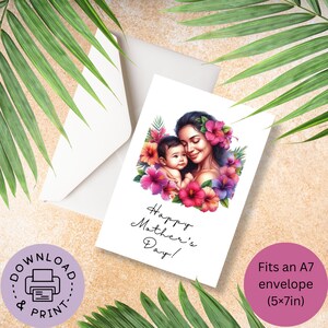 Watercolor Floral Happy Mother's Day Tropical Flower Printable Card ...