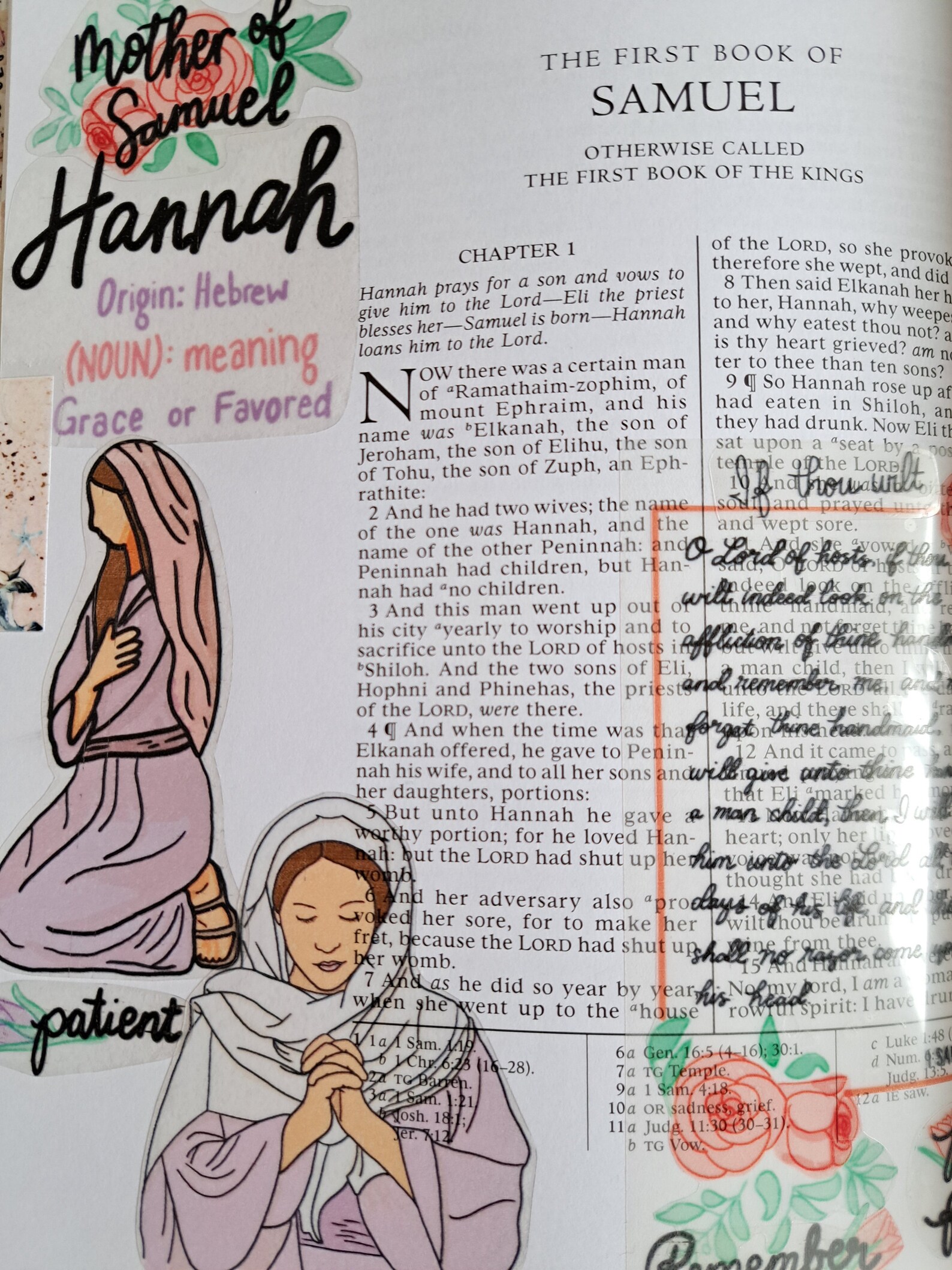Hannah Bible Women Printable Scripture Stickers Art Study Women in the ...