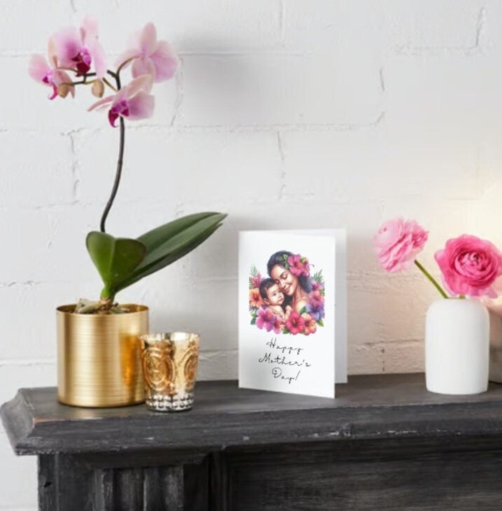 Watercolor Floral Happy Mother's Day Tropical Flower Printable Card ...