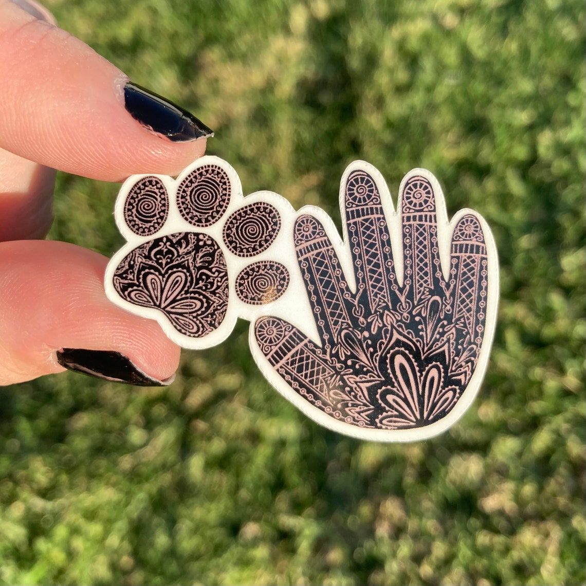 Zentangle Paw Hand Print Sticker Waterproof Vinyl Decal | Etsy