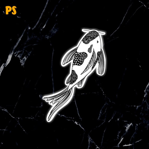 Zentangle Koi Fish sticker weatherproof waterproof vinyl | Etsy