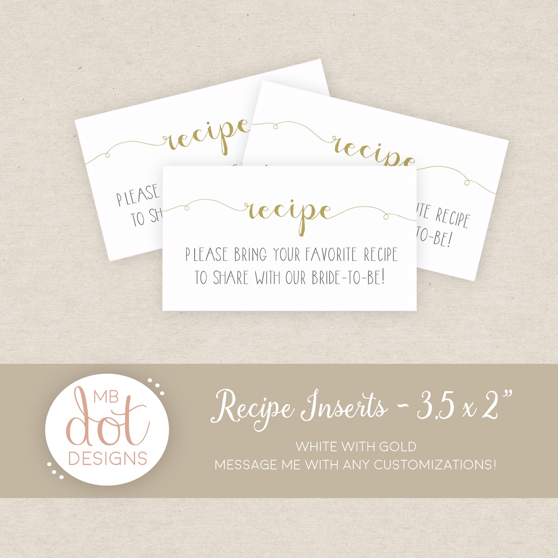 Printable Bridal Shower Recipe Request Insert Bridal Shower - Etsy
