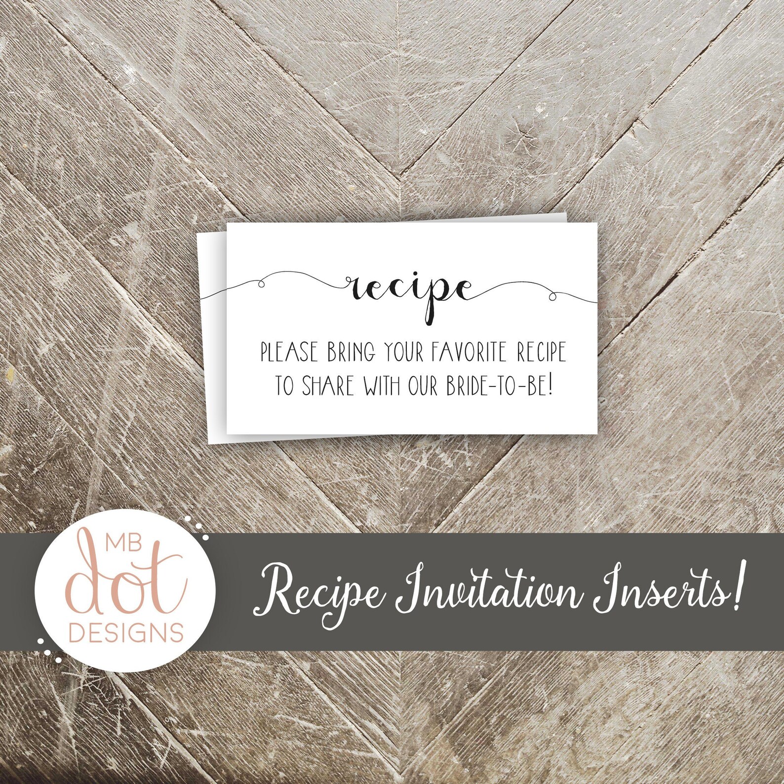 Printable Bridal Shower Recipe Request Insert Bridal Shower | Etsy