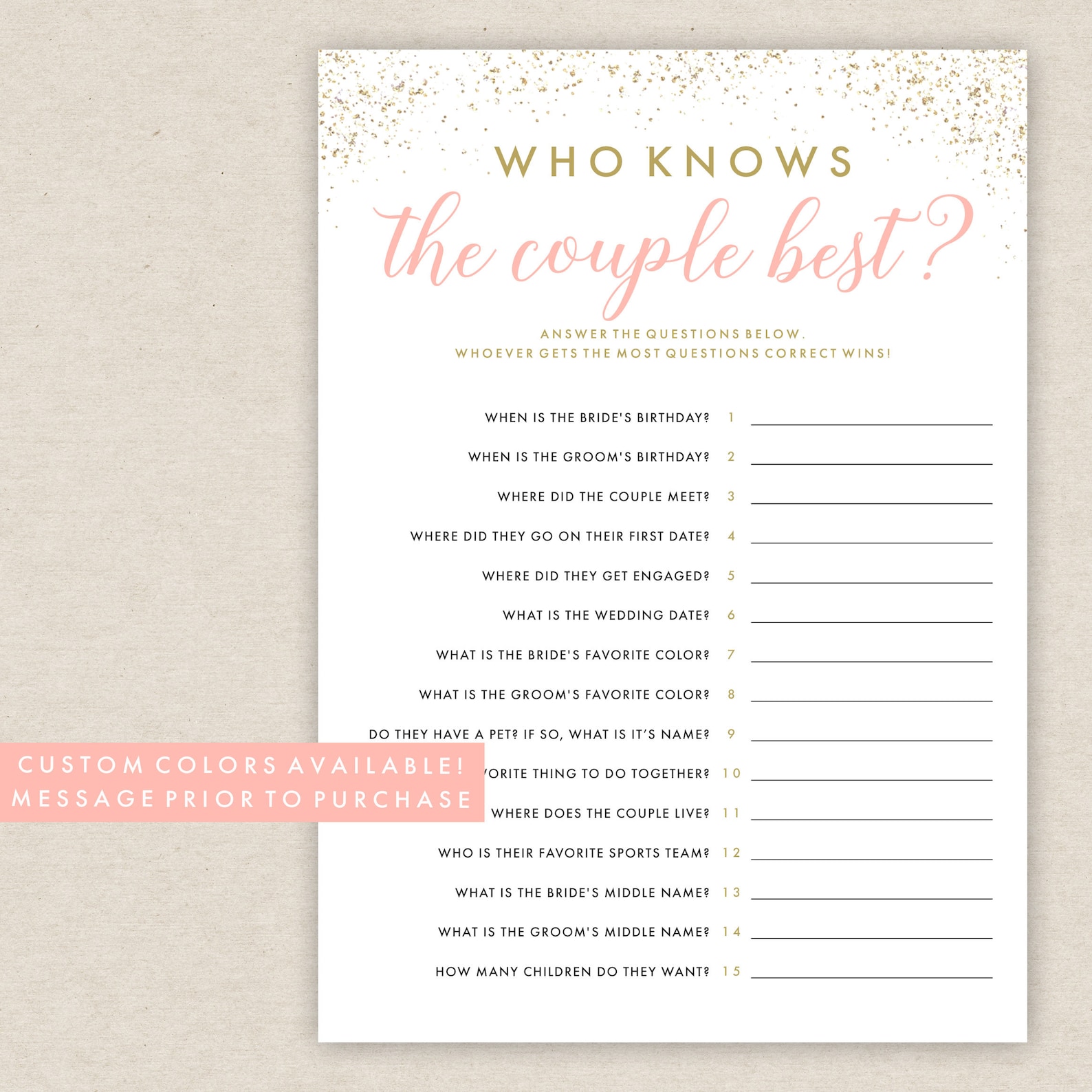 Who Knows the Couple Best Questionnaire for Guests - Etsy Norway