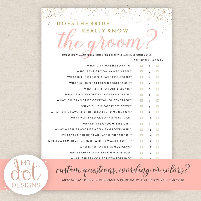 Does the Bride Know the Groom She Said About the Groom | Etsy