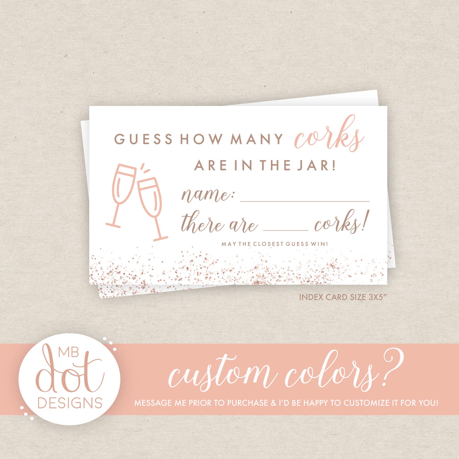 Guess How Many Corks Are in the Jar Printable Bridal Shower - Etsy