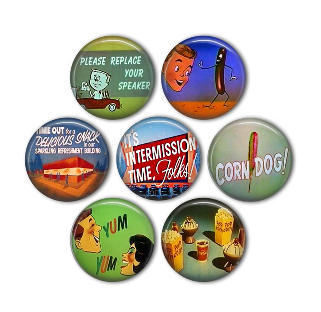 Vintage Look Drive-in 1" Magnets - Set of 7 - Etsy
