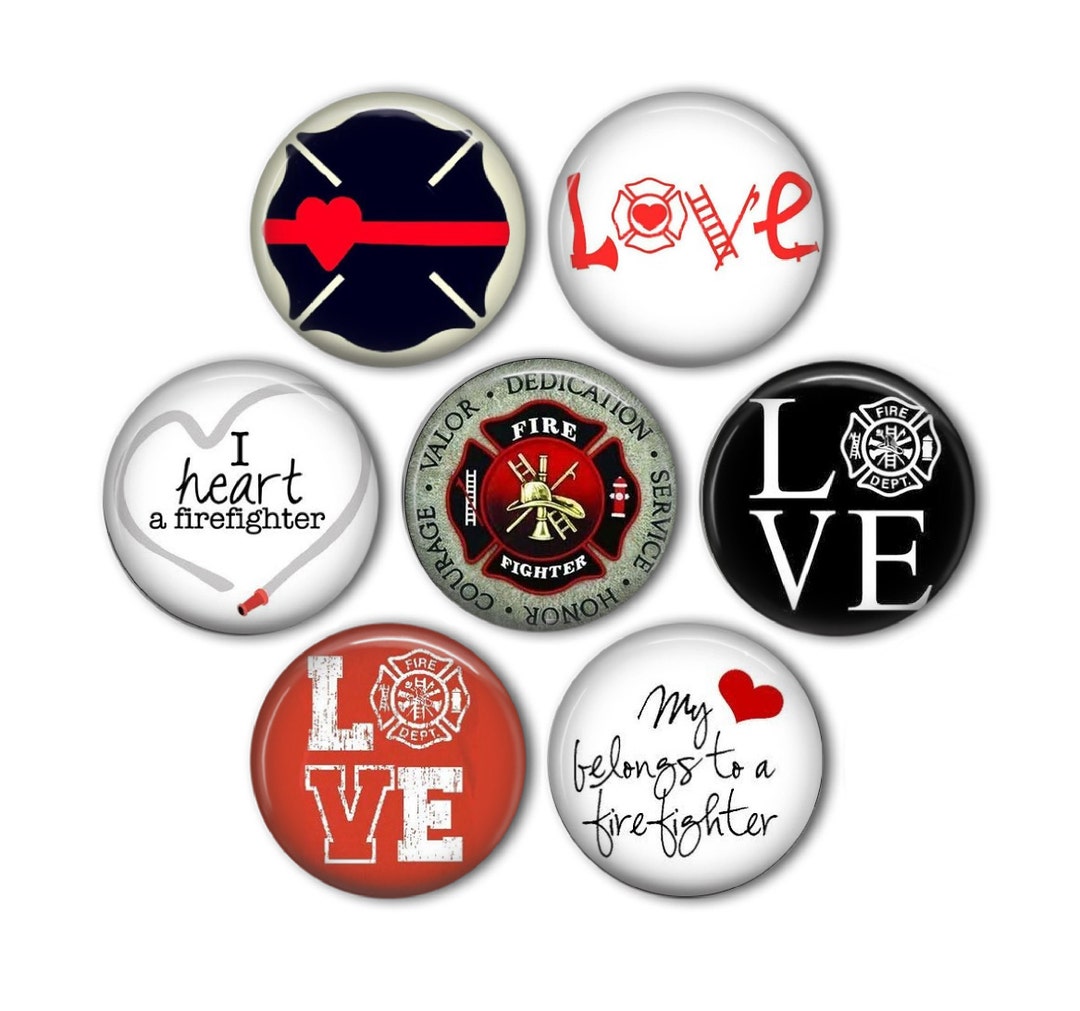 Firefighter Love 1" Magnets - Set of 7 - Etsy