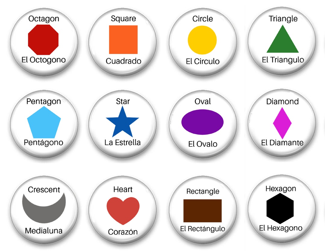 English & Spanish Shapes 2.25" Magnets-set of 12 - Etsy