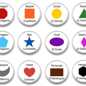 English & Spanish Shapes 2.25" Magnets-set of 12 - Etsy