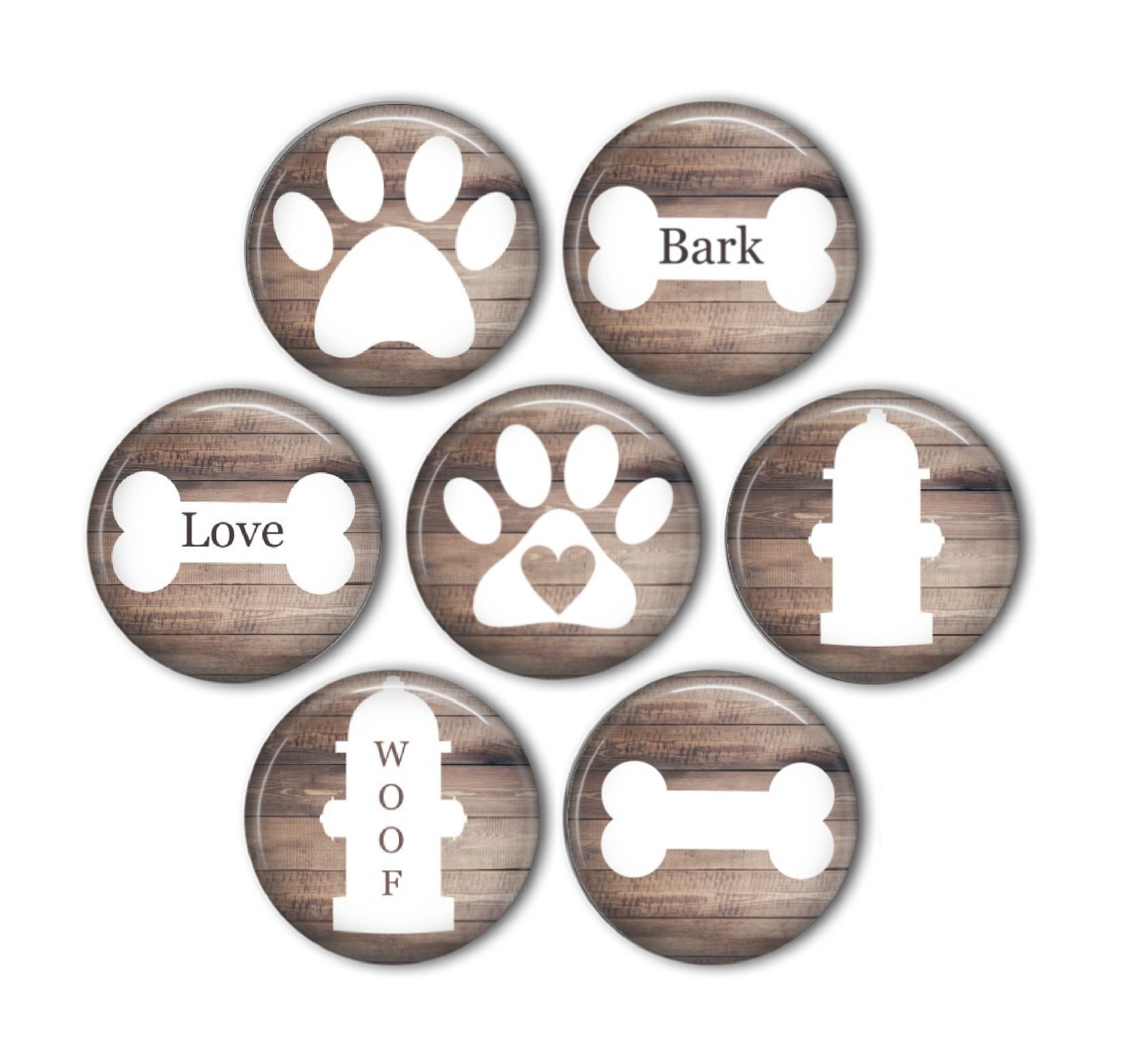Rustic Dog 1" Magnets - Set of 7 - Etsy